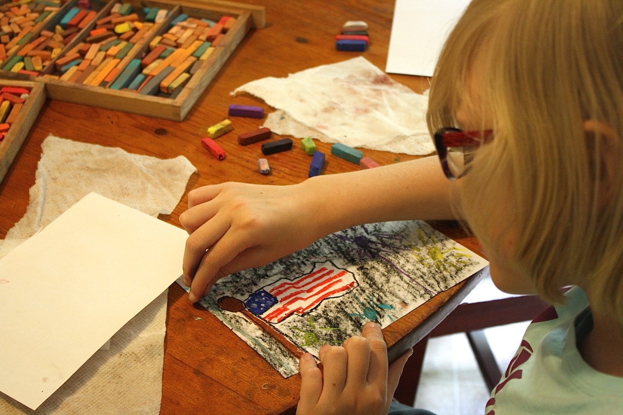 American Flag Chalk Pastel Art Tutorial - Your BEST Homeschool